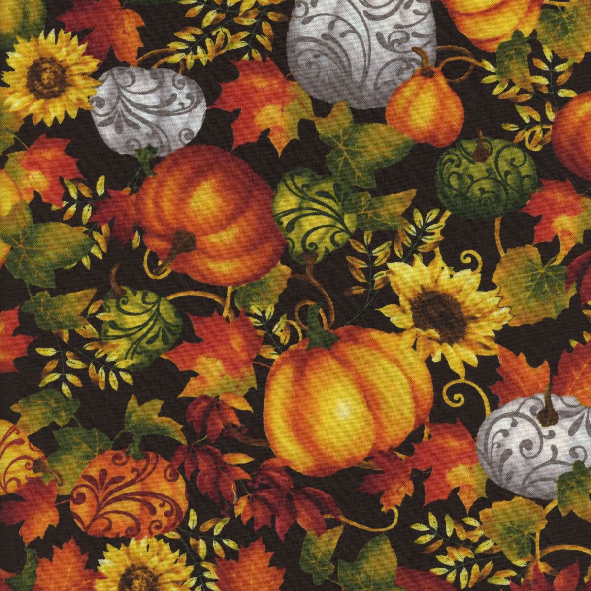 Seeds of Gratitude 7698-99 Pumpkins by Art Loft for Studio E Fabrics ...
