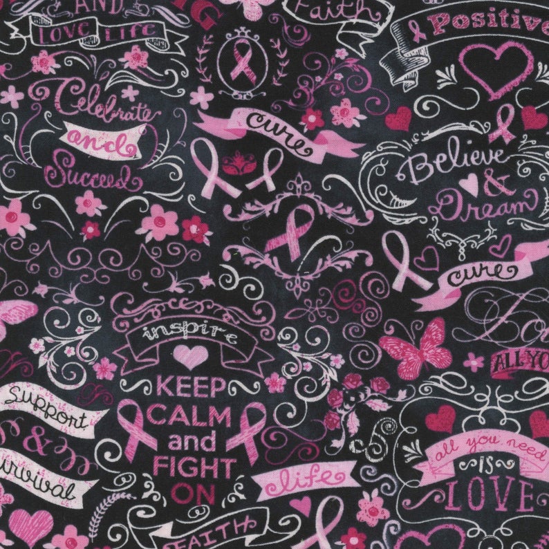 Pink Ribbon Chalkboard - Breast Cancer Awareness - Timeless Treasures ...